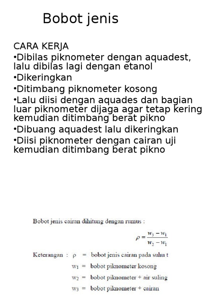 Evaluasi Bobot Jenis | PDF