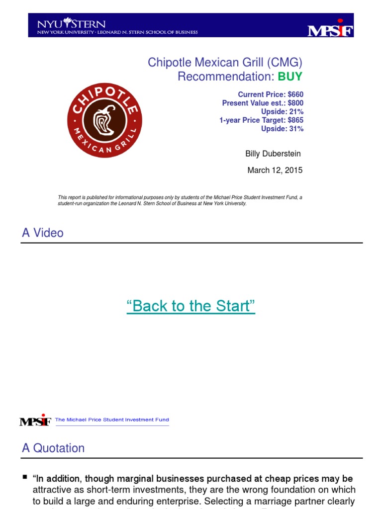 Chipotle Mexican Grill (CMG) Recommendation | PDF | Chipotle Mexican ...