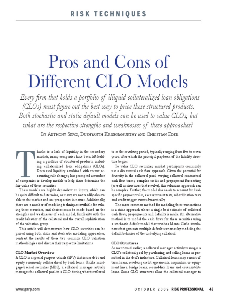 Pros and Cons of Different CLO Models | PDF | Bonds (Finance ...