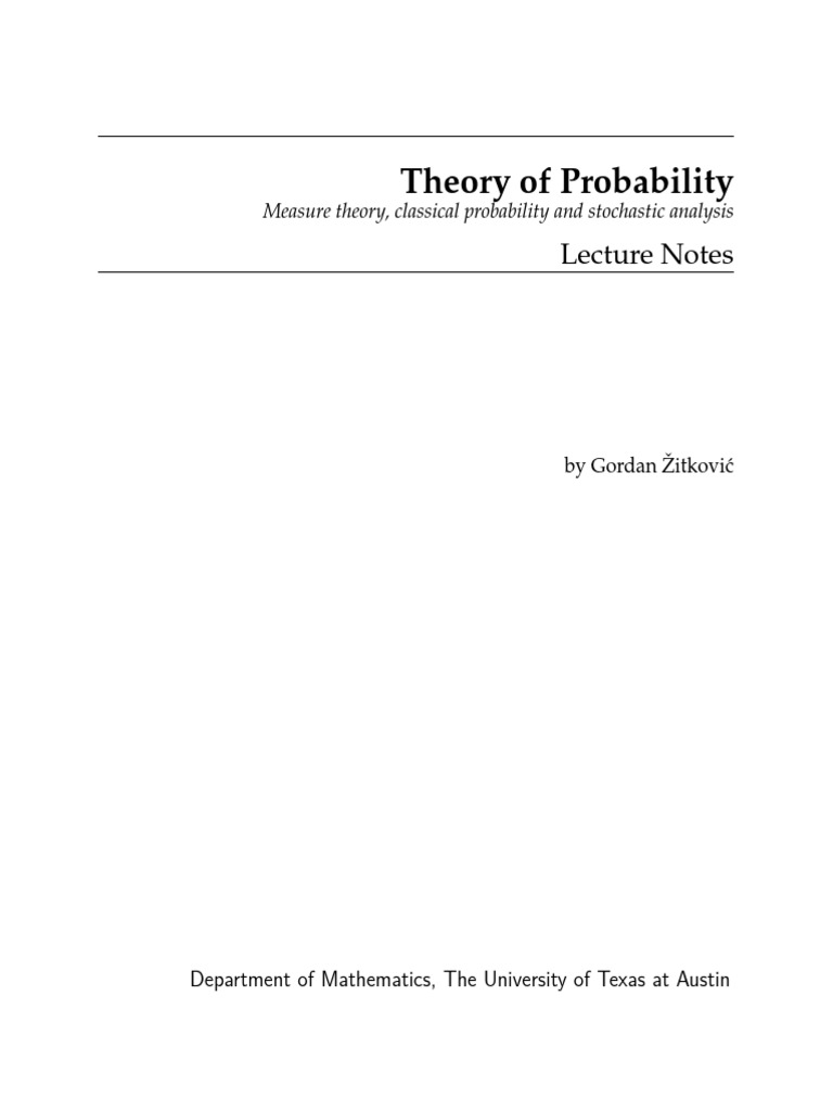 Theory of Probability Zitcovic PDF | PDF | Measure (Mathematics) | Mathematical Concepts