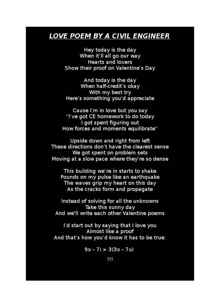 Love Poem for a Civil Engineer | PDF