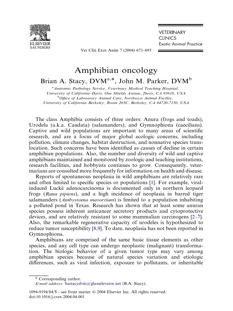 Amphibian Oncology | PDF | Neoplasms | Ovarian Cancer
