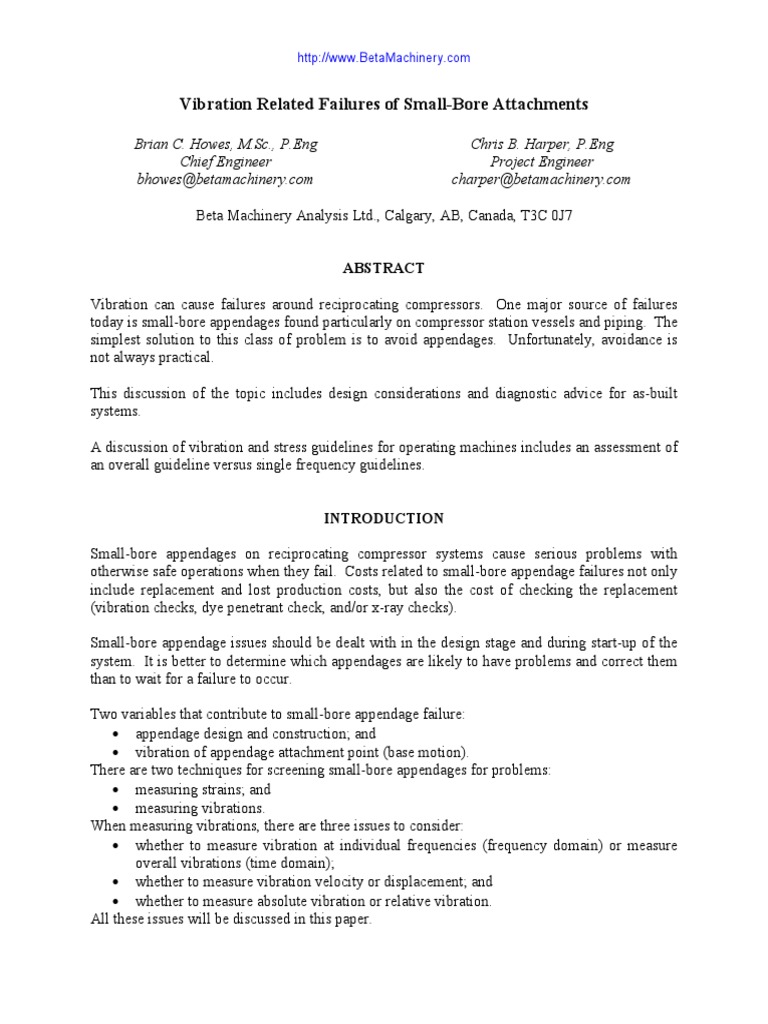 Vibration Related Failures of Small Bore Attachments | PDF | Resonance ...