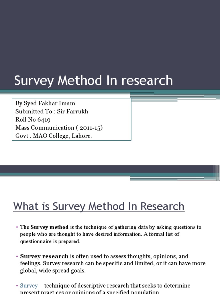 Survey Method in Research | PDF | Survey Methodology | Questionnaire