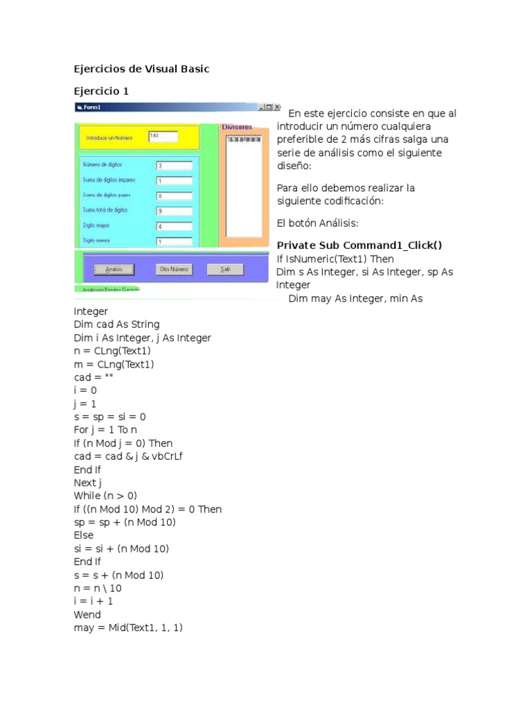 Ejercicios Prácticos de Visual Basic | PDF | Programación de ...