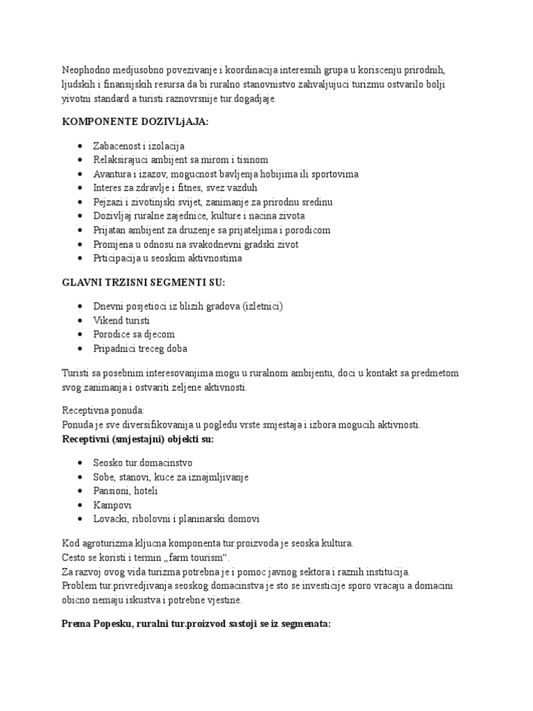 Ruralni Turizam | PDF