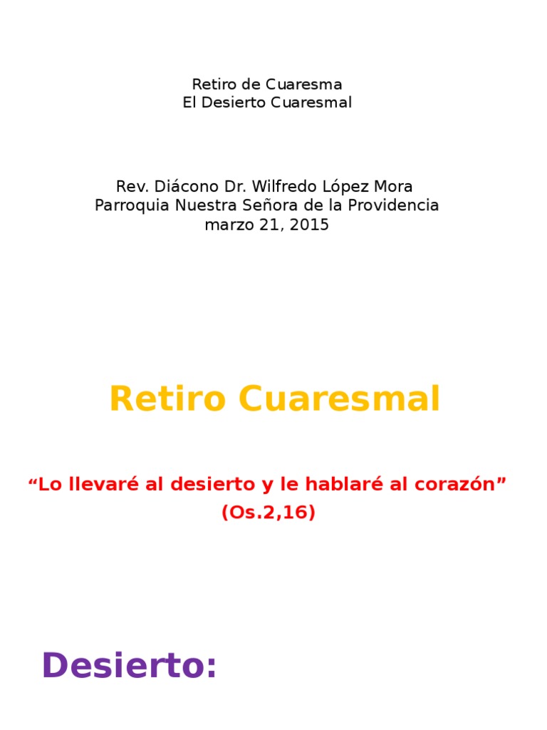 Retiro de Cuaresma 2015, El Desierto Cuaresmal | PDF | eucaristía ...
