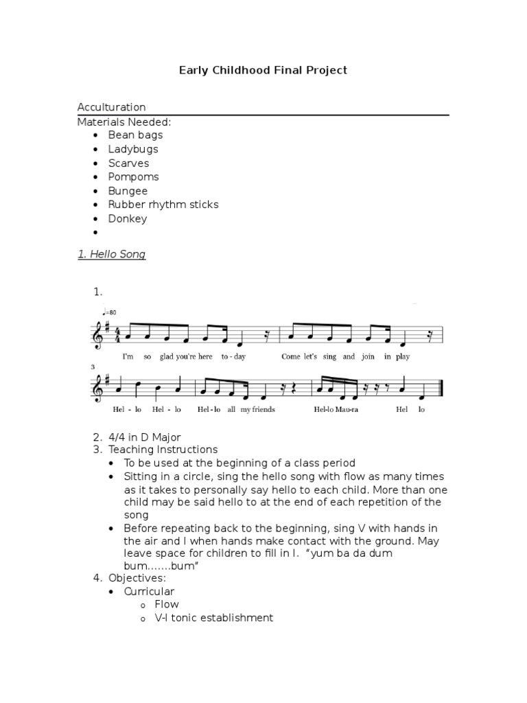 Early Childhood Final Project | PDF | Rhythm | Harmony