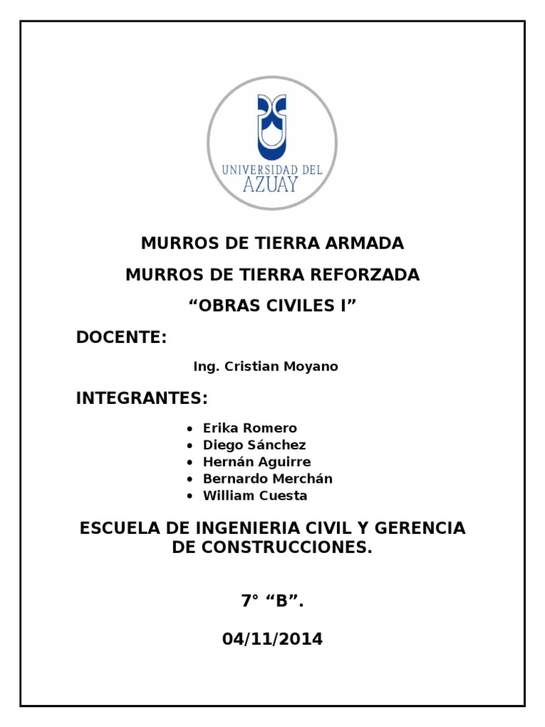 Muros de Tierra Armada | PDF | Suelo | Ingeniería de Edificación