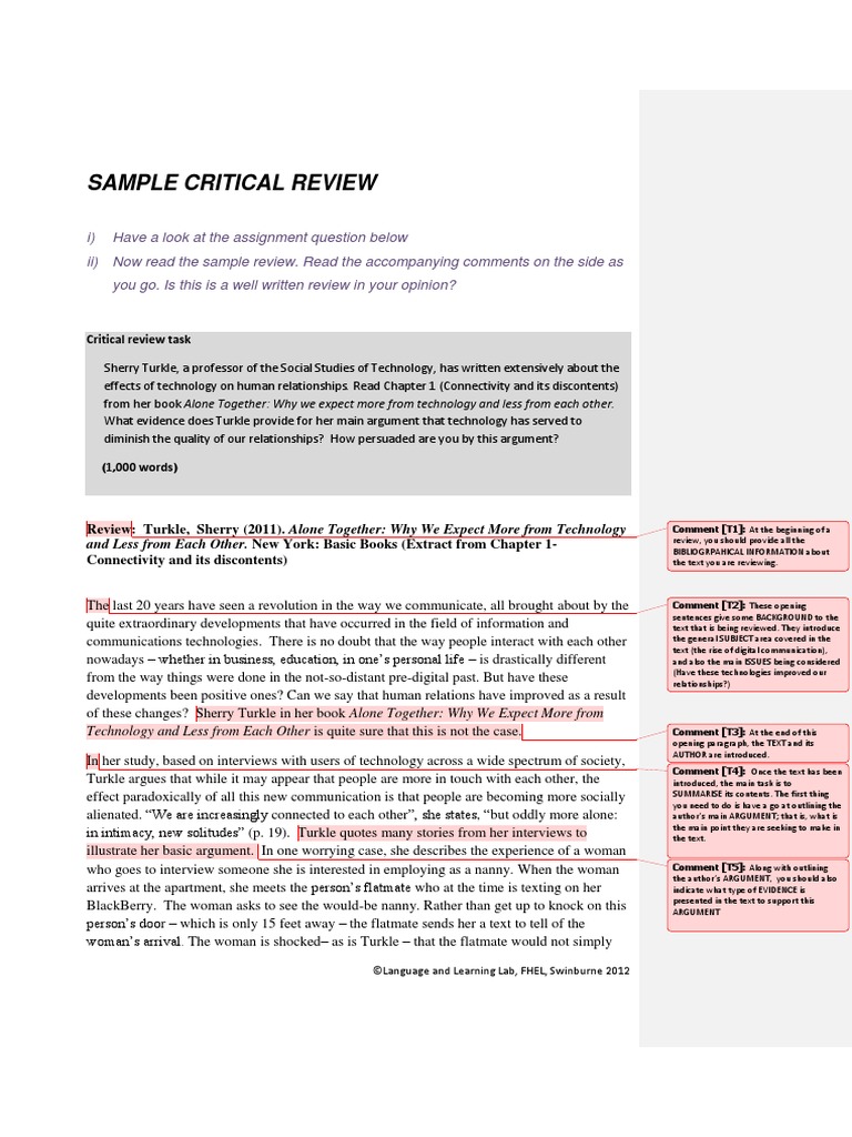 Sample Critical Review | PDF