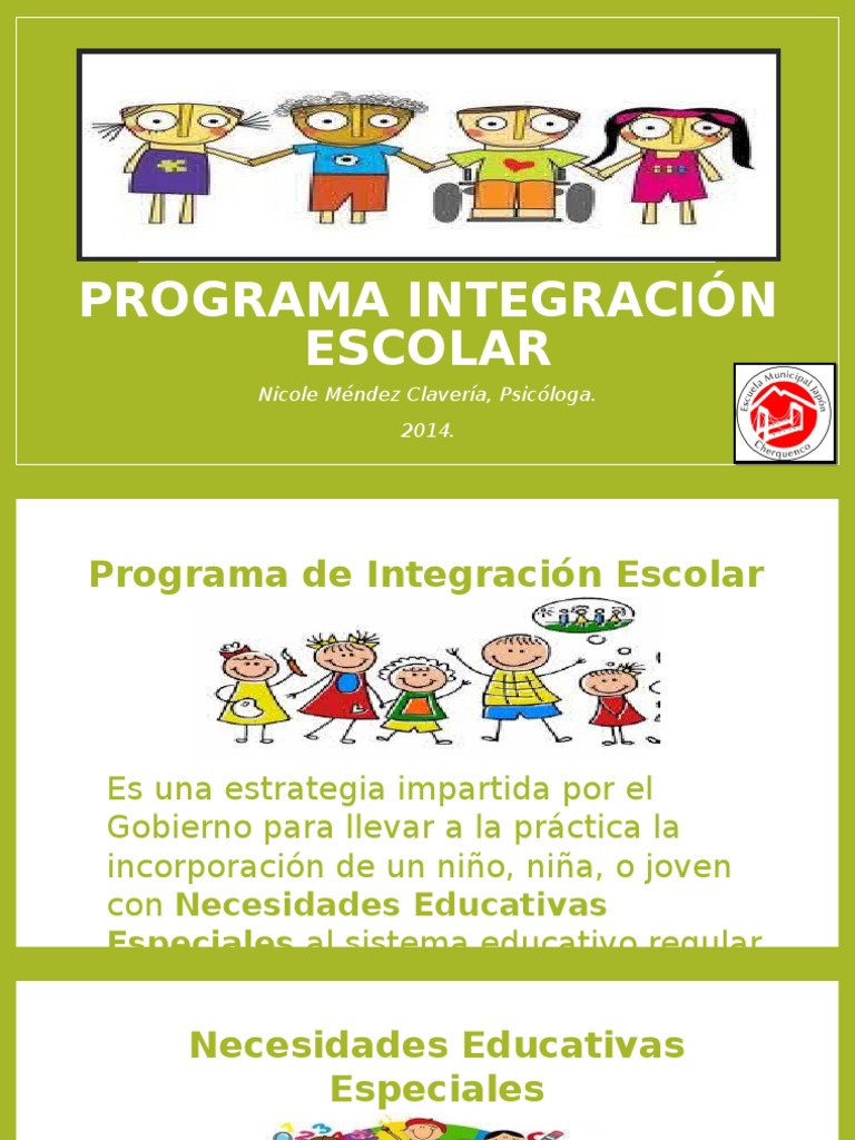 Programa de Integración Escolar 2014 | PDF | Cociente de inteligencia ...
