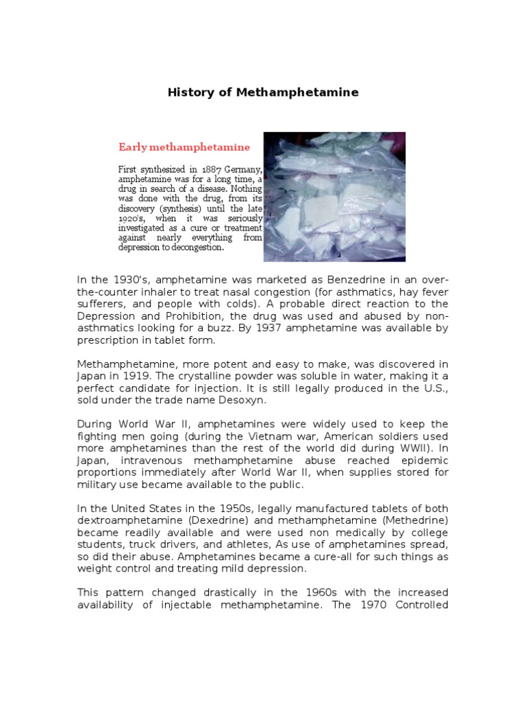 History of Methamphetamine | PDF | Illegal Drug Trade | Methamphetamine