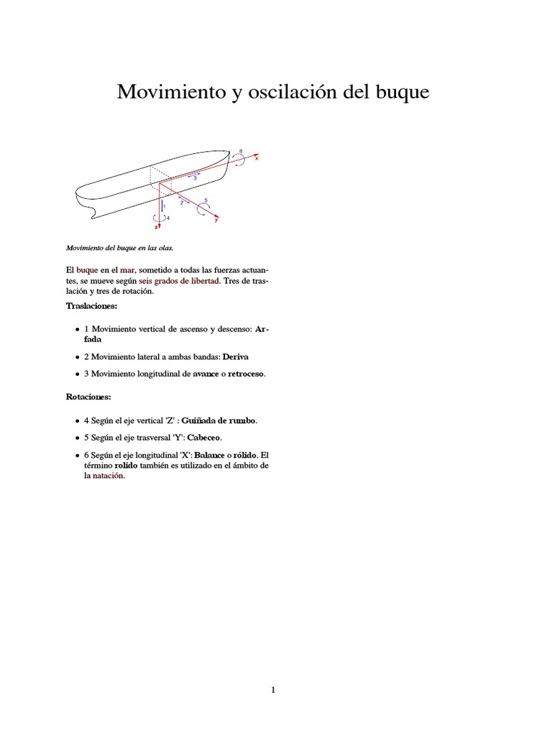 Movimiento y Oscilación Del Buque | PDF | Mecanica clasica | Movimiento (física)
