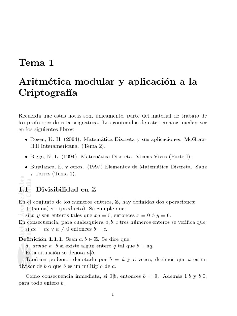 Aritmética Modular y Su Aplicación A La Criptografía | PDF | Clave ...