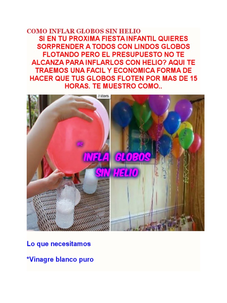 Inflar globos sin helio fácilmente | PDF
