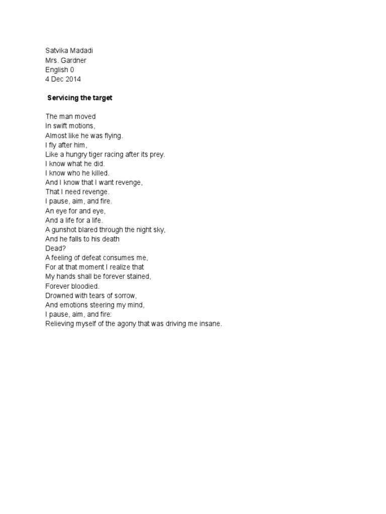 A Poem of Vengeance in War | PDF | Poetry