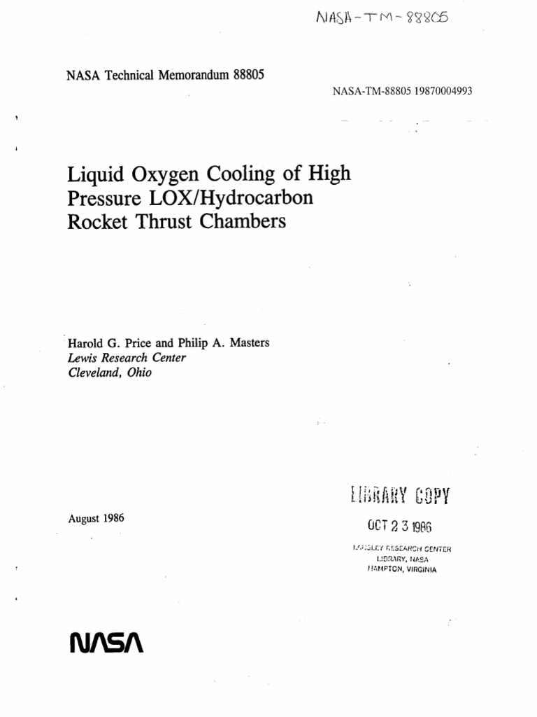 Liquid Oxygen Cooling of High Pressure LOX/Hydrocarbon Rocket Thrust ...