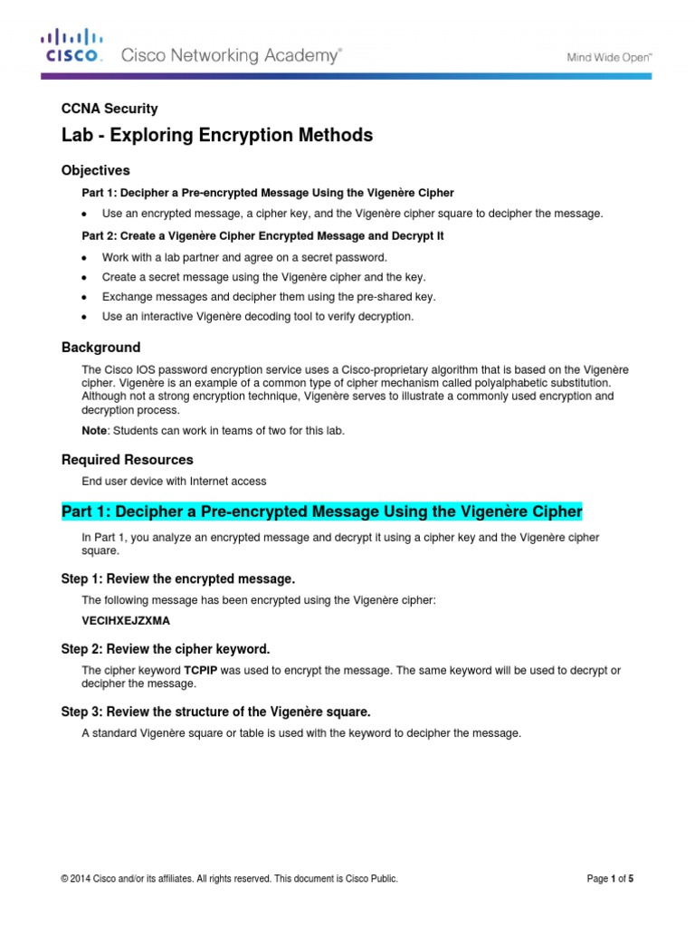 7.5.1.1 Lab - Exploring Encryption Methods | PDF | Cipher | Cryptography