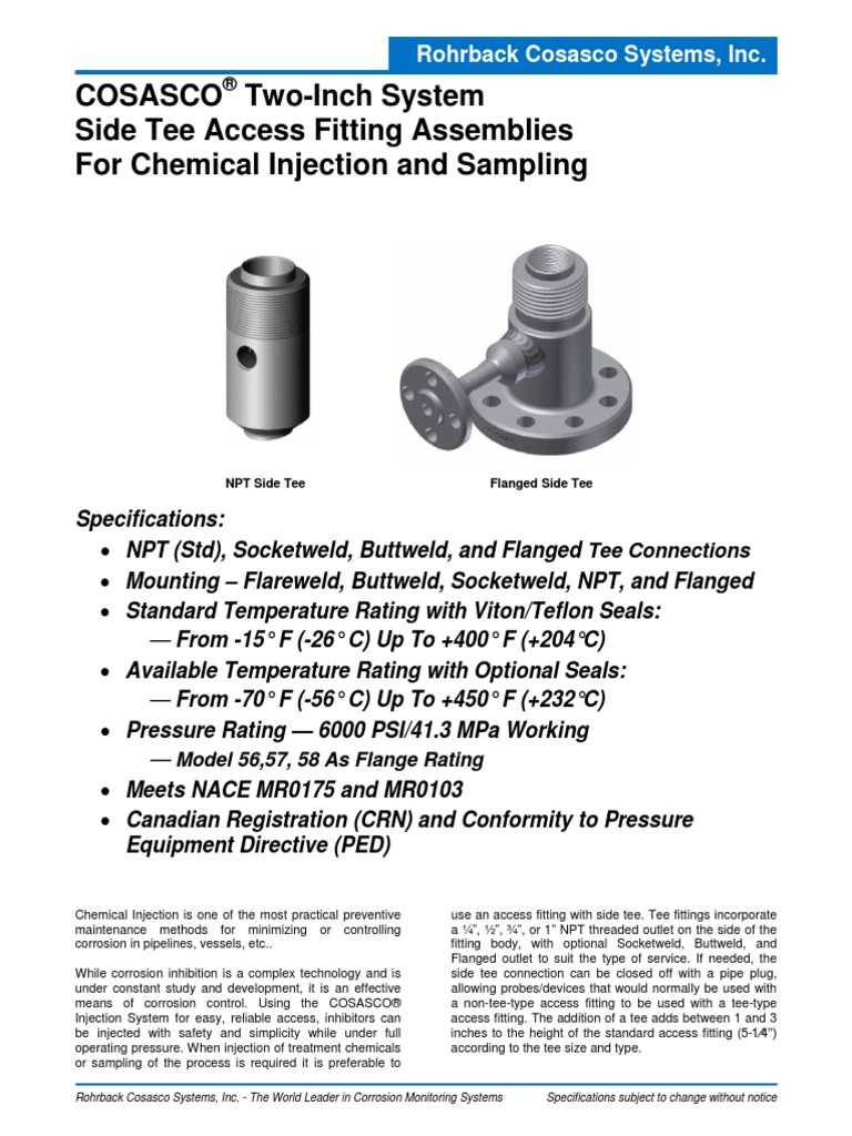 Cosasco Access Fittings | PDF | Gas Technologies | Mechanical Engineering