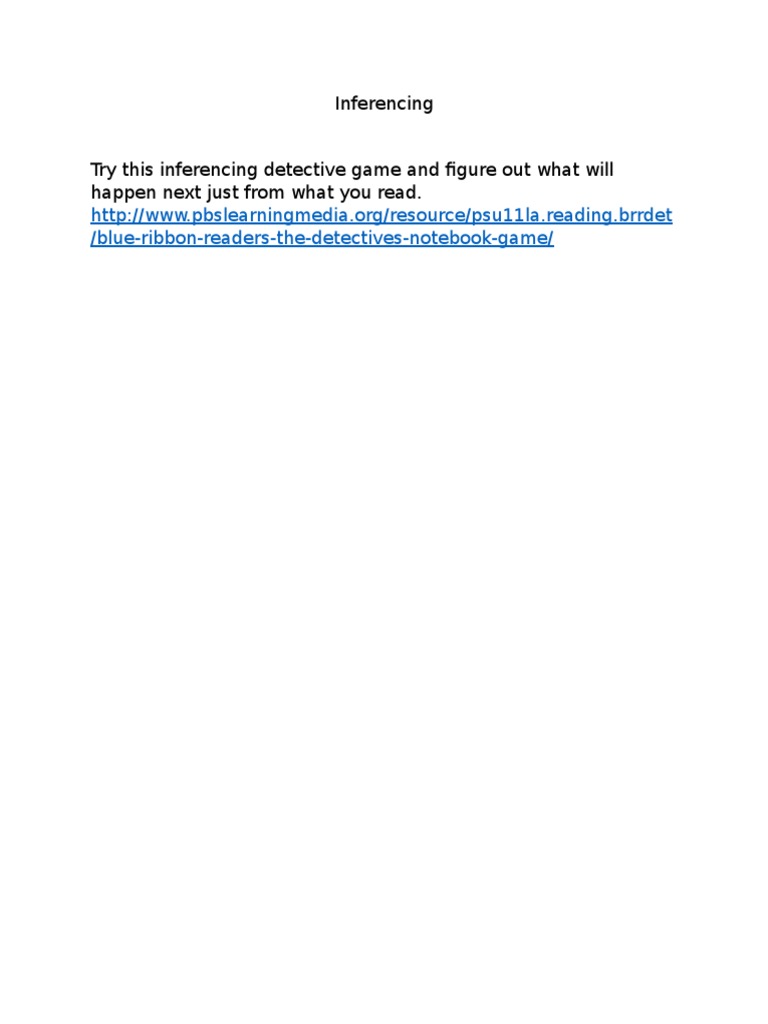 Inferencing Detective Game Guide | PDF