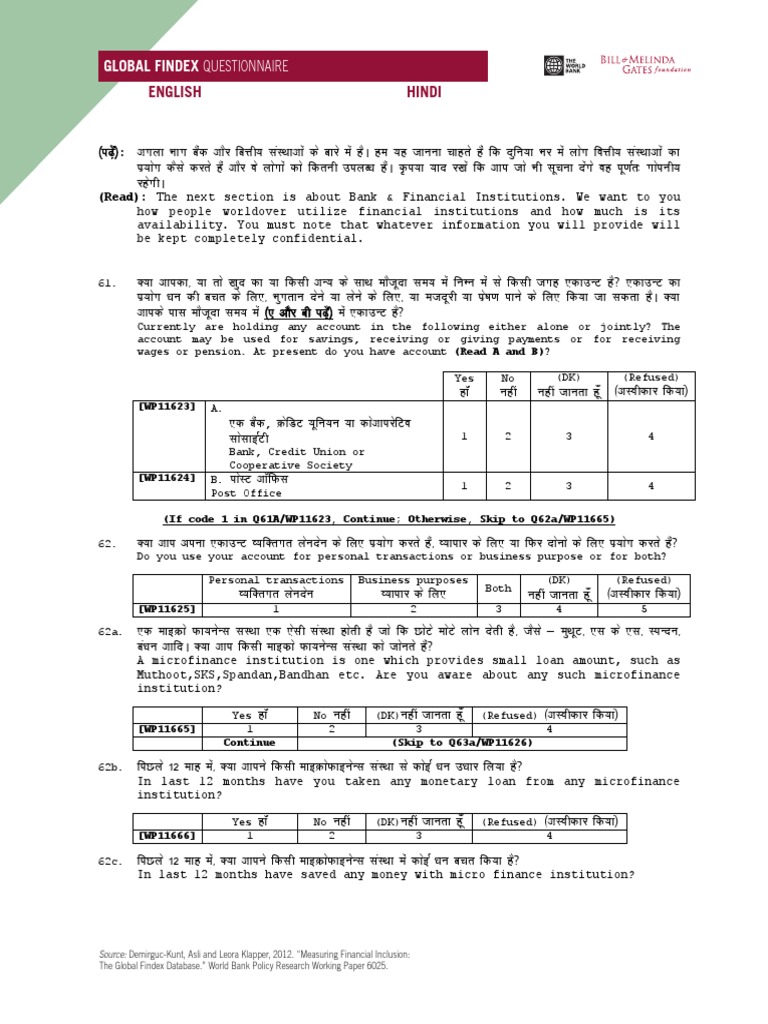 Financial Inclusion Questionnaire | PDF | Financial Services | Banking