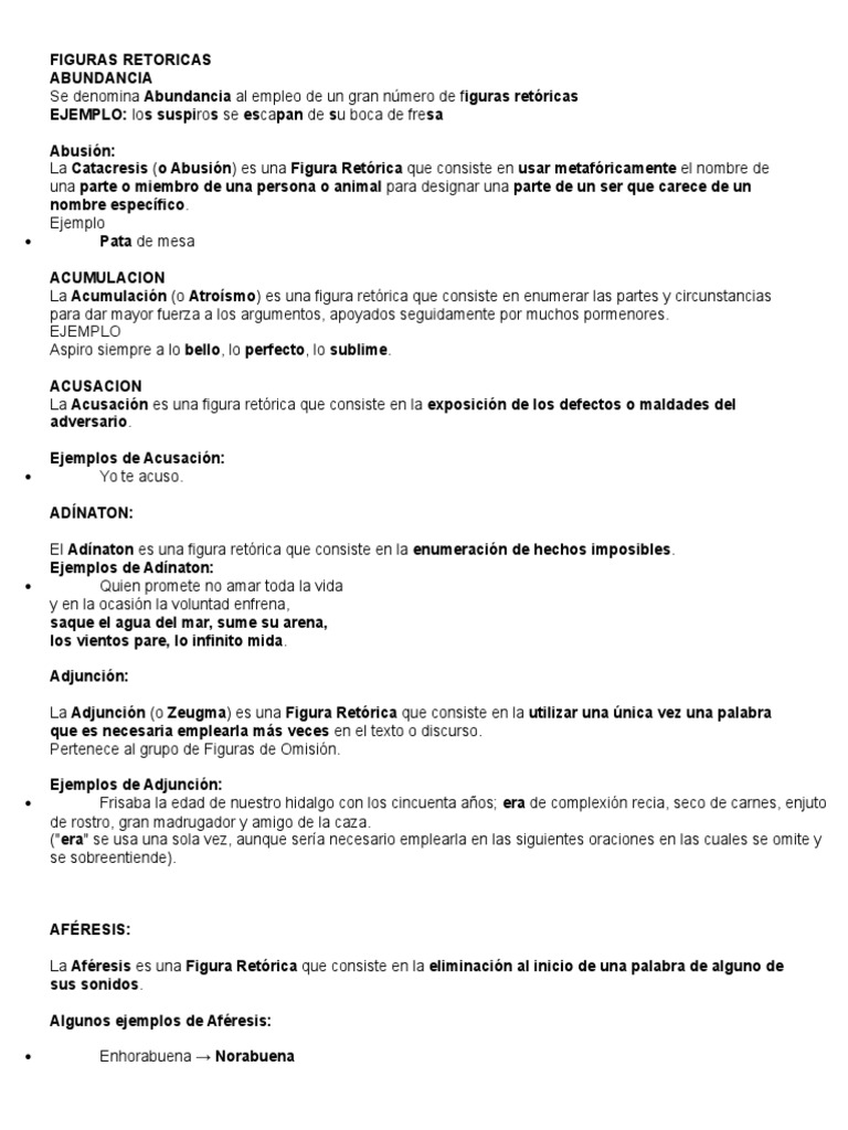 Figuras Retóricas y Ejemplos | PDF | Retórica | Palabra