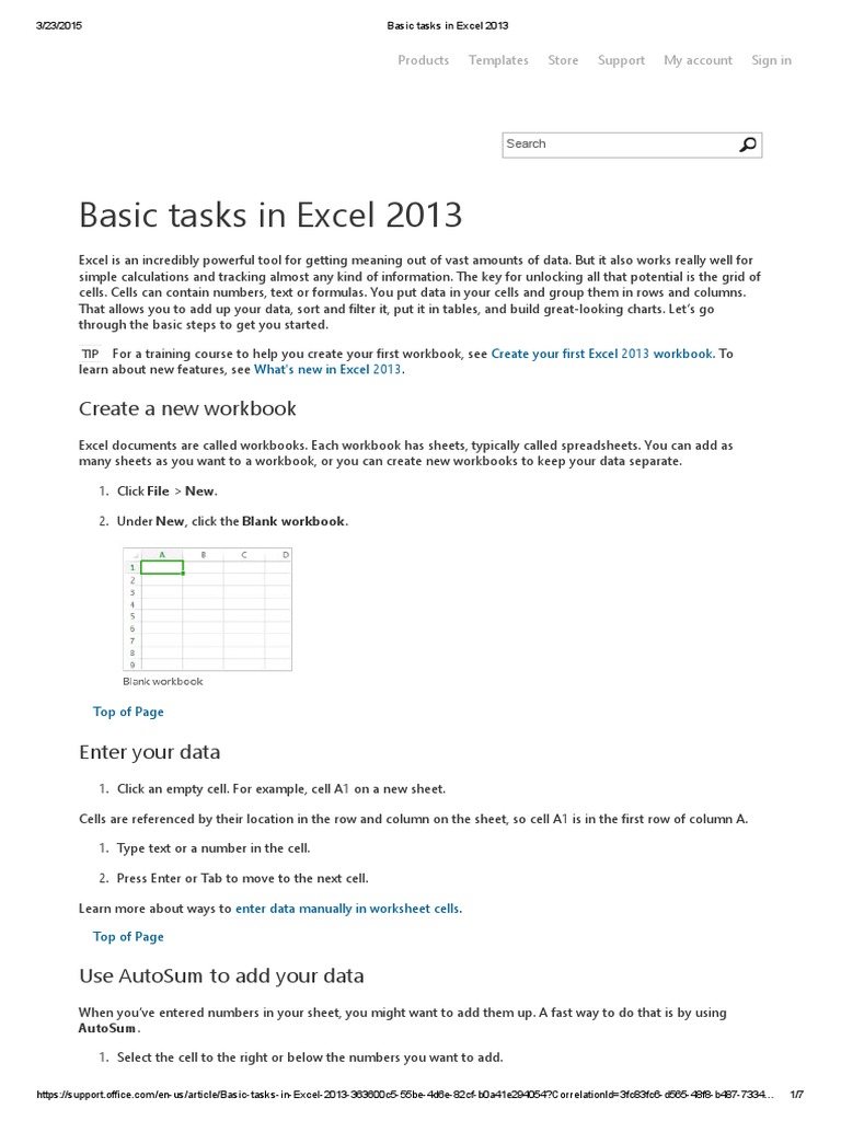 Basic Tasks in Excel 2013 | Microsoft Excel | Software