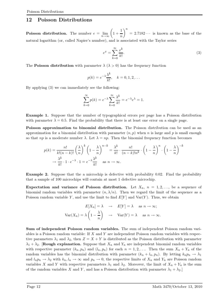 Note 04 | PDF | Poisson Distribution | Teaching Mathematics