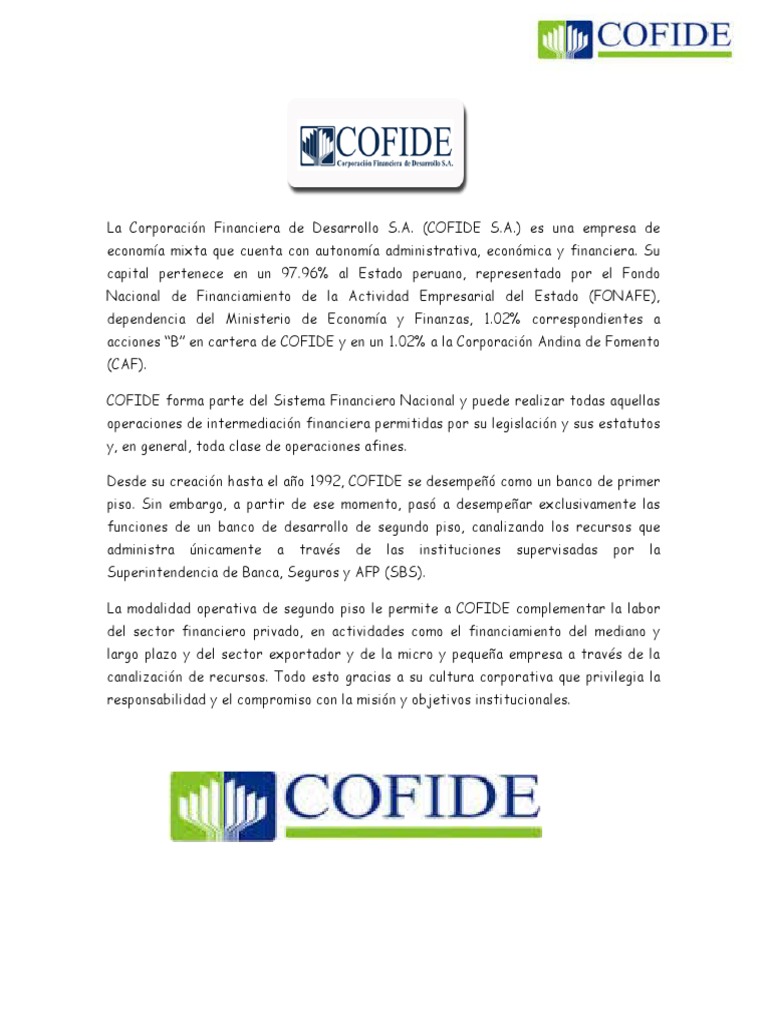 COFIDE Terminado (1dd) | PDF | Sistema financiero | Bancos