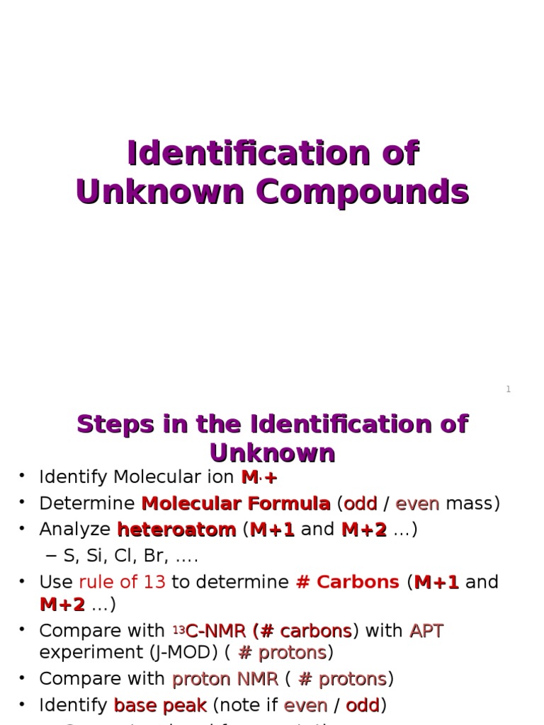 Identification of Unknown Compounds | Amide | Molecules | Free 30-day Trial | Scribd