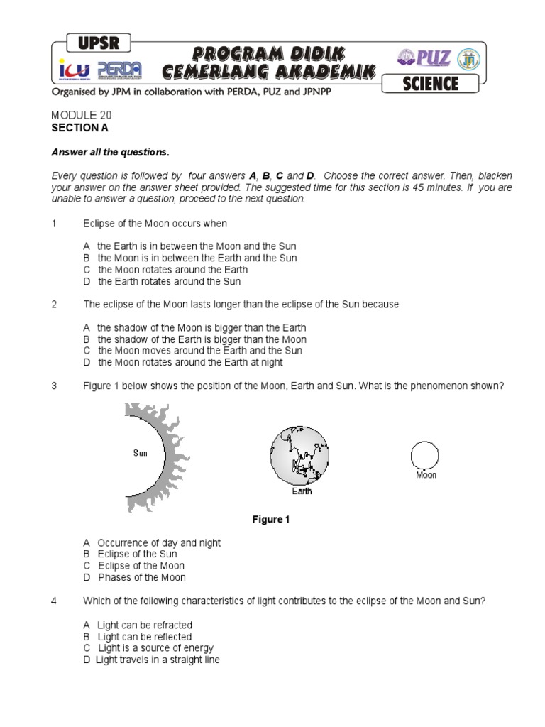 Section A: Answer All The Questions | PDF | Eclipse | Solar Eclipse