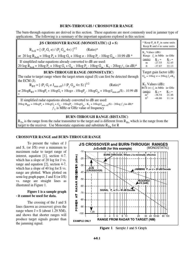 J/S CROSSOVER AND BURN-THROUGH RANGE EQUATIONS | PDF | Missile | Decibel