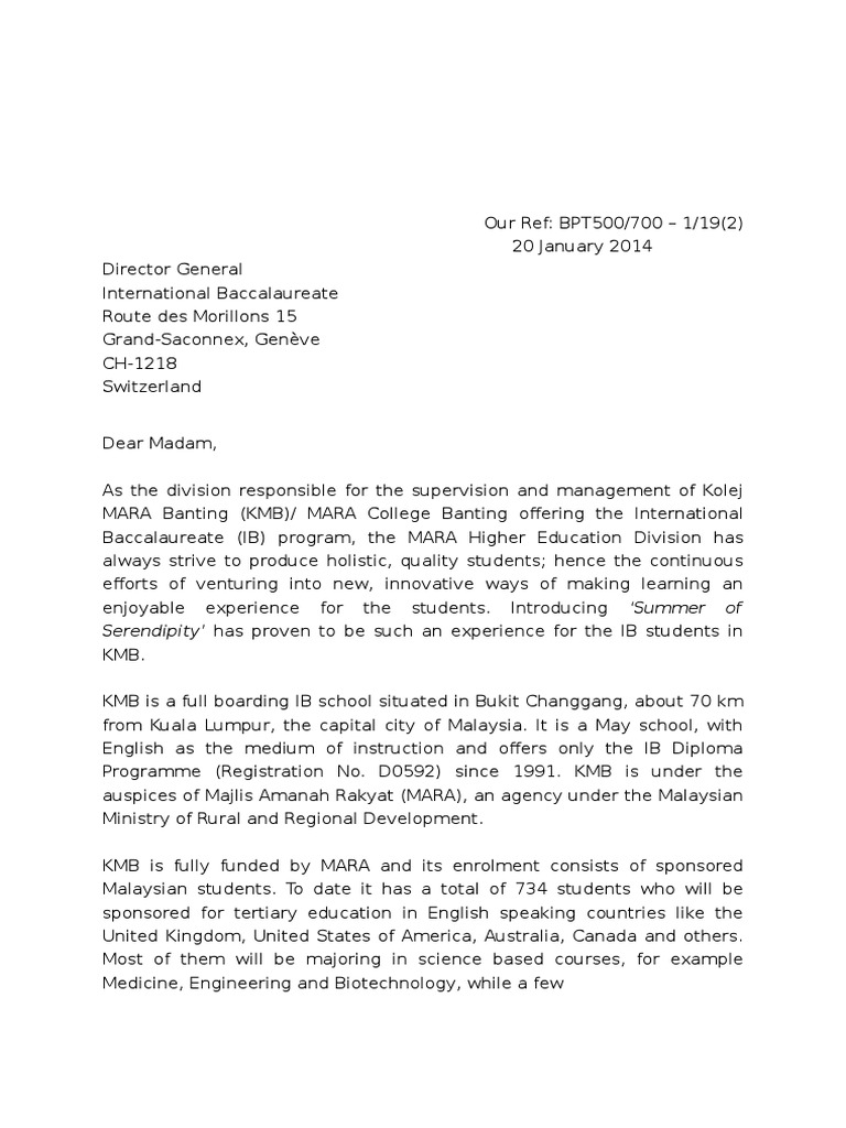 Surat Ib Geneva Draft 20012014 | PDF | Schools | Further Education