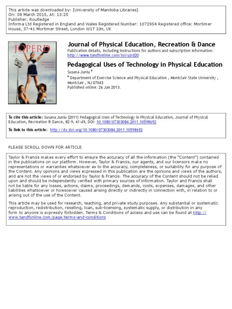 Pedagogical Uses of Technology in Physical Education | PDF | Project ...