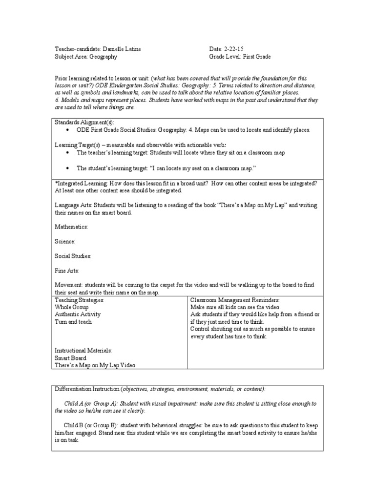 Geography Lesson Plan | PDF | Lesson Plan | Classroom