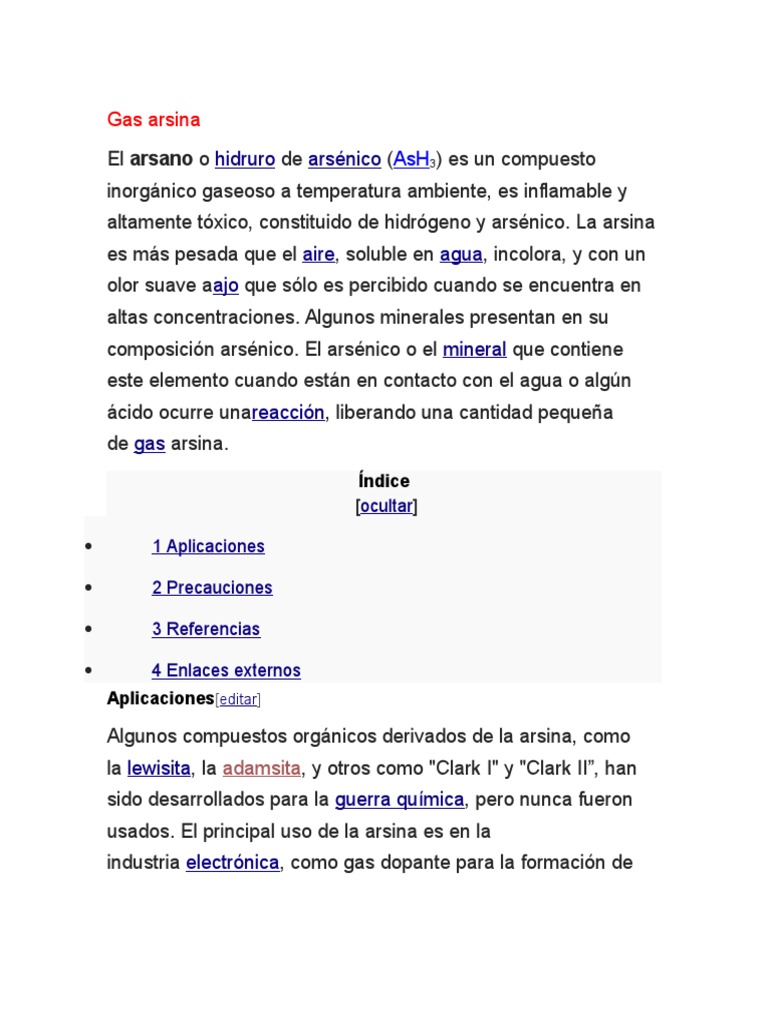 Efectos y usos del gas arsina | PDF | Benceno | Dirigir