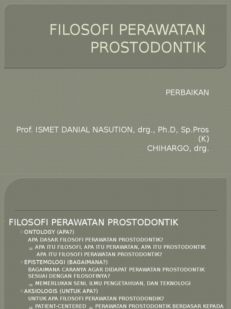 Filosofi Perawatan Prostodontik | PDF