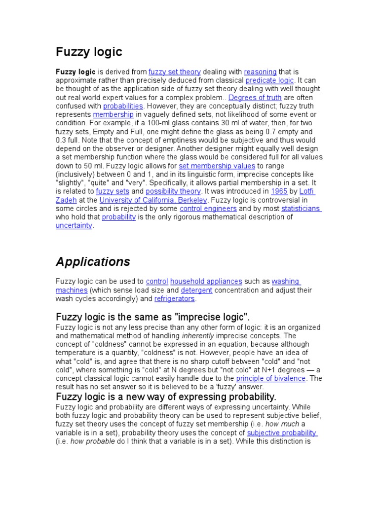 Fuzzy Logic: Applications | PDF | Fuzzy Logic | Mathematical Logic