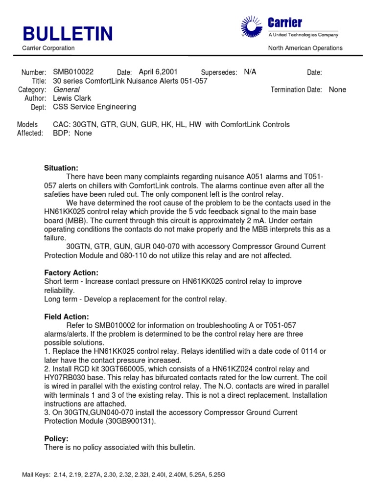 Bulletin: Carrier Corporation North American Operations | PDF
