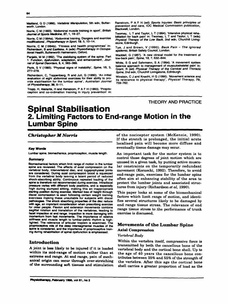 1995 Spinal Stabilisation, 2. Limiting Factors to End-range Motion in ...