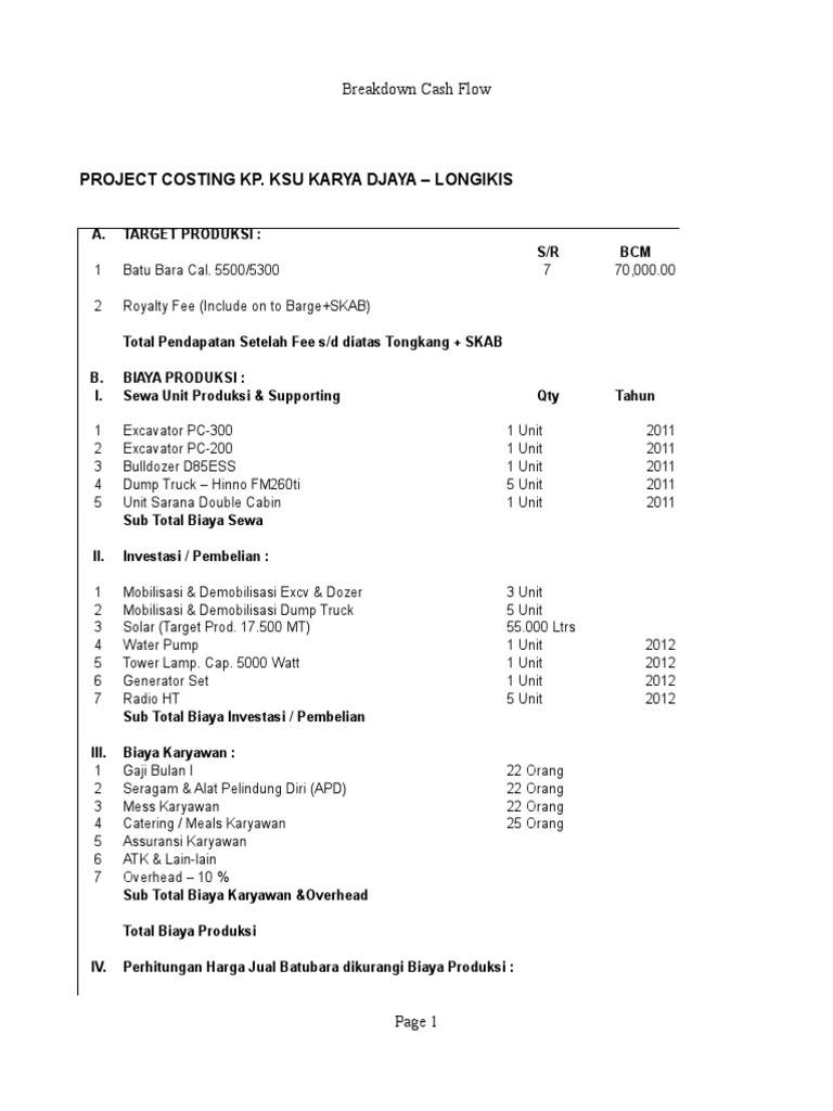 Proyeksi Cash Flow | PDF | Finance & Money Management