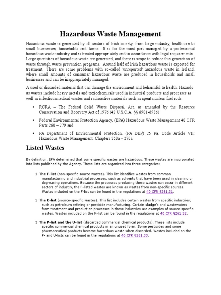Understanding Hazardous Waste Management | PDF | Hazardous Waste ...