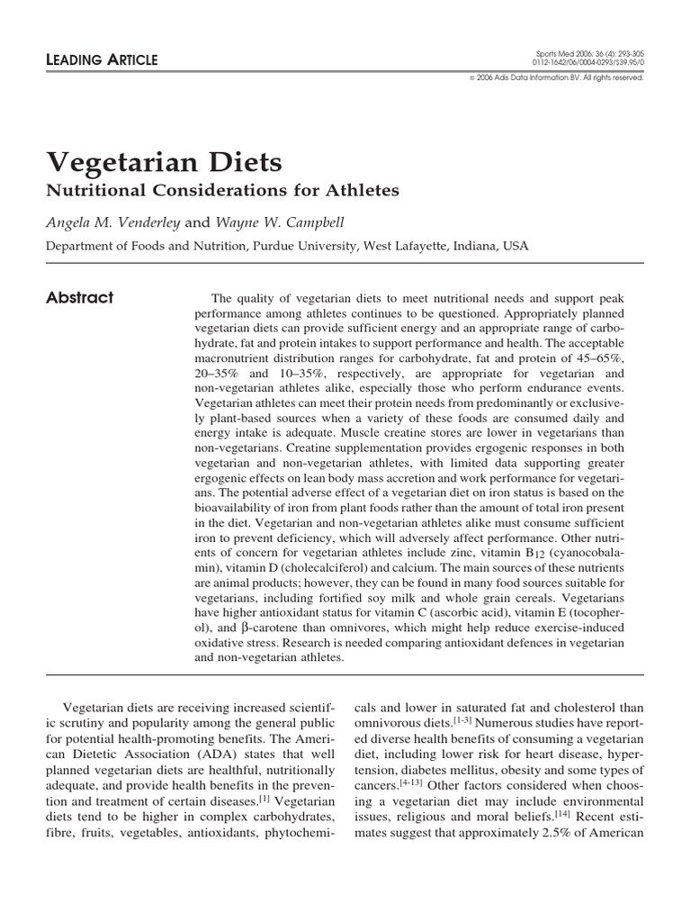 Nutritional Considerations for Vegetarian Athletes: Ensuring Adequate ...