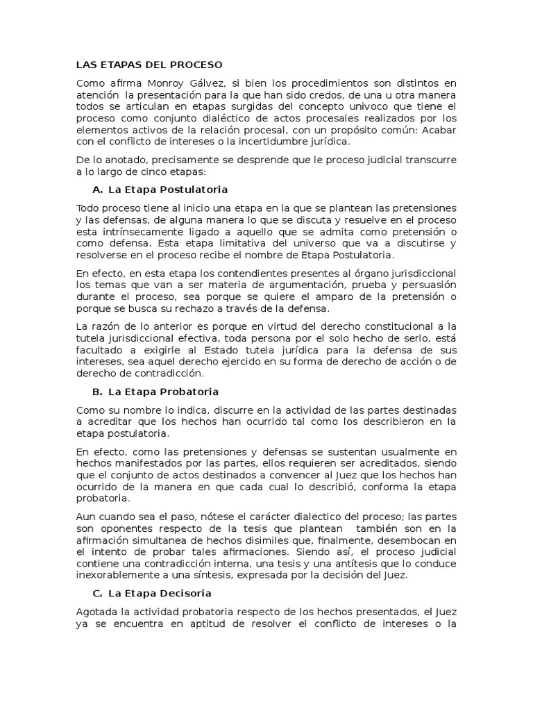 Las Etapas Del Proceso | PDF | Ley procesal | Jurisdicción