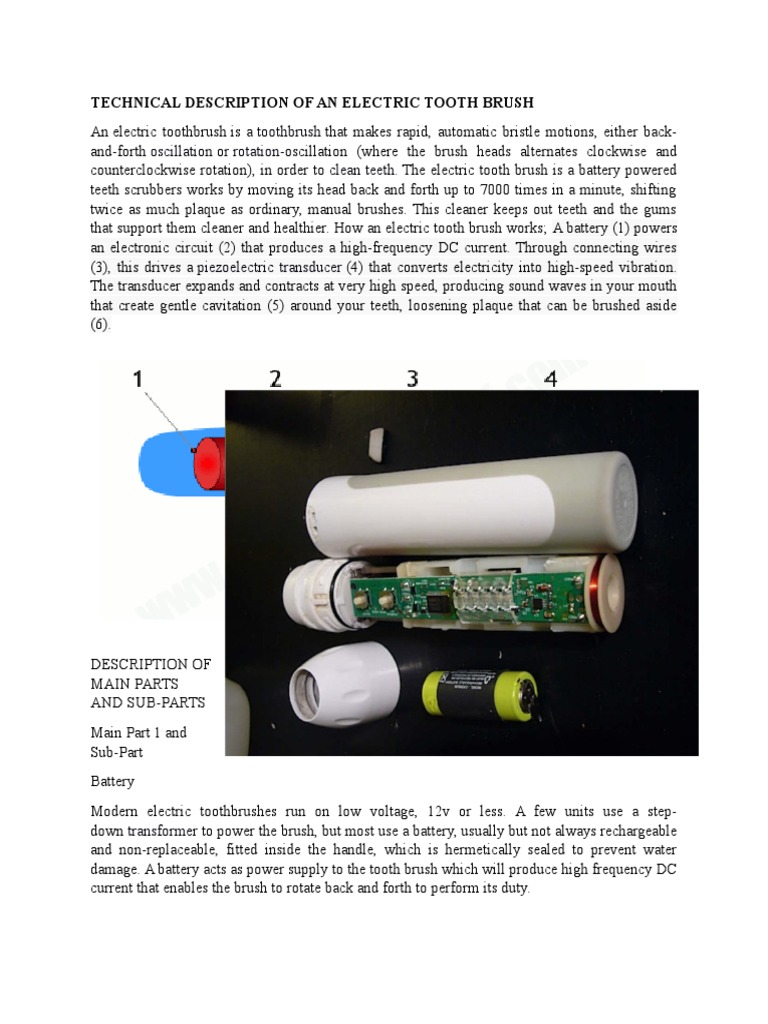 Technical Description of An Electric Tooth Brush | PDF | Toothbrush ...