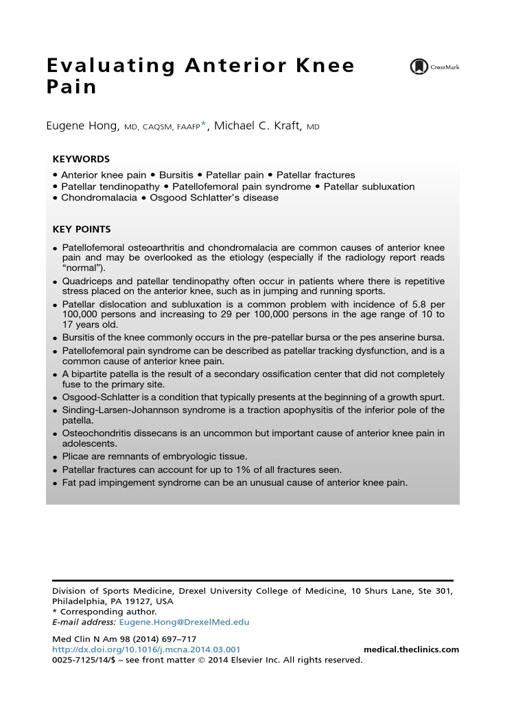 Anterior Knee Pain Evaluation Guide | PDF | Knee | Osteoarthritis