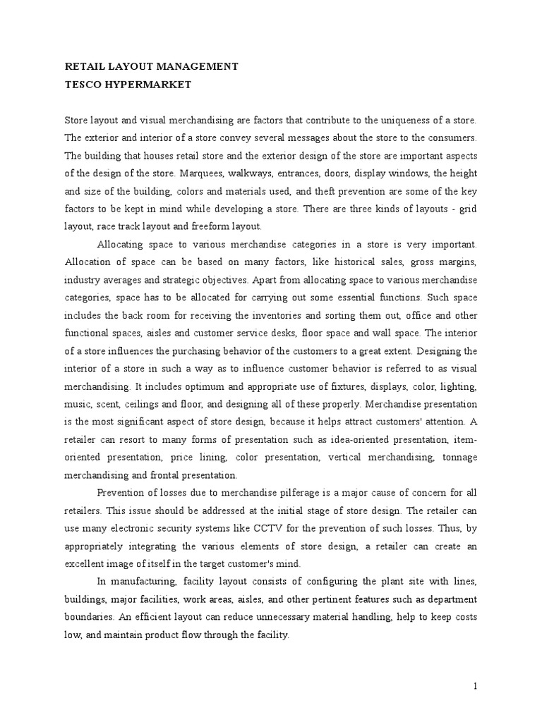 Retail Layout Management at Tesco | PDF | Supermarket | Tesco