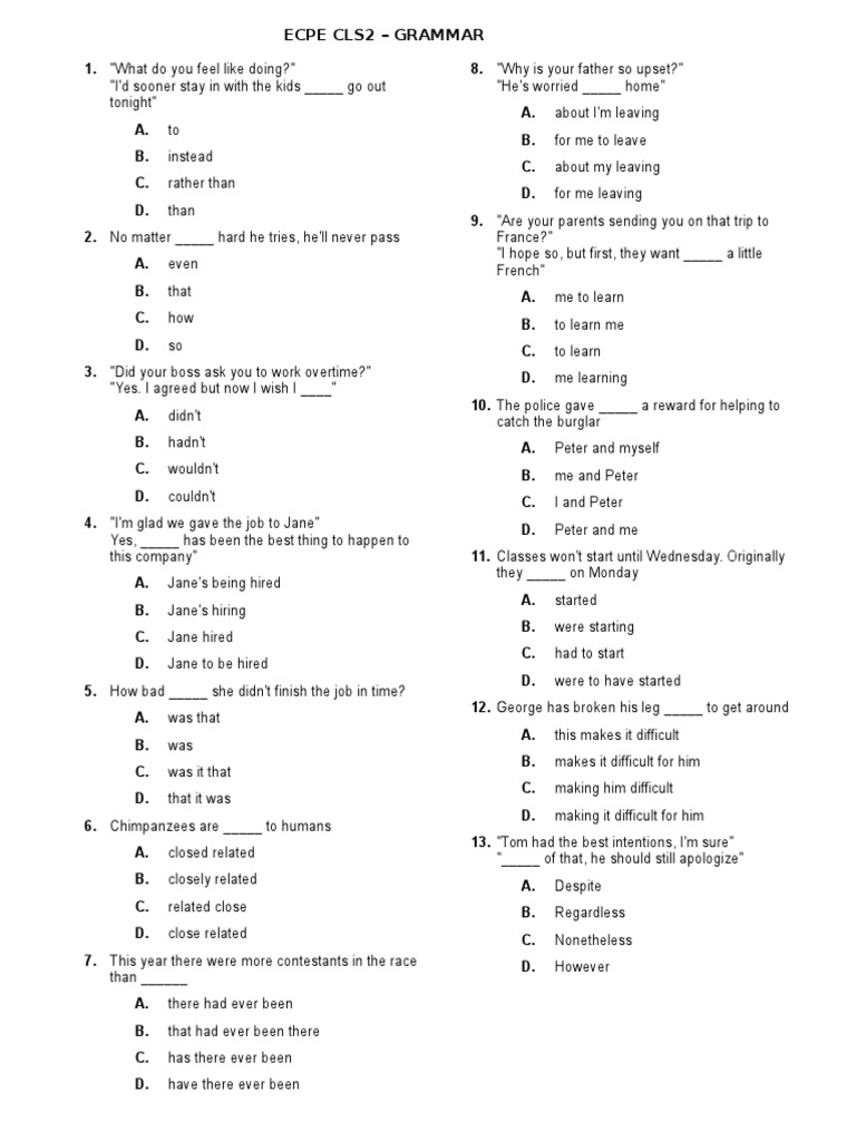 Ecpe Grammar Revision 1 | PDF