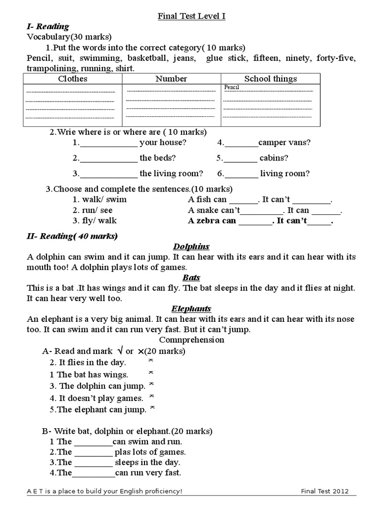 Level I Reading | PDF