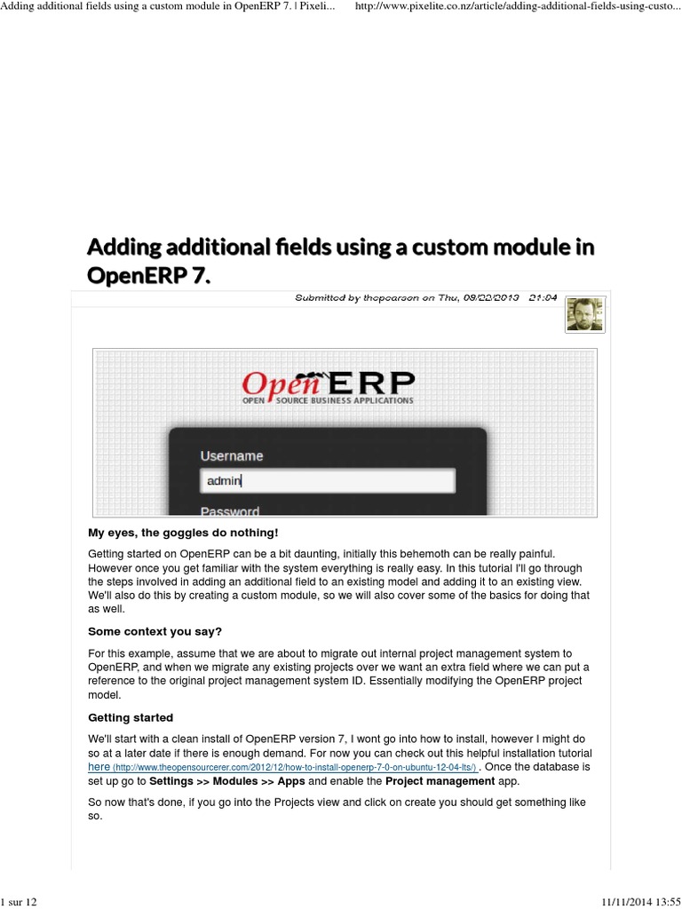 Adding Additional Fields Using A Custom Module In Openerp 7 Pdf X